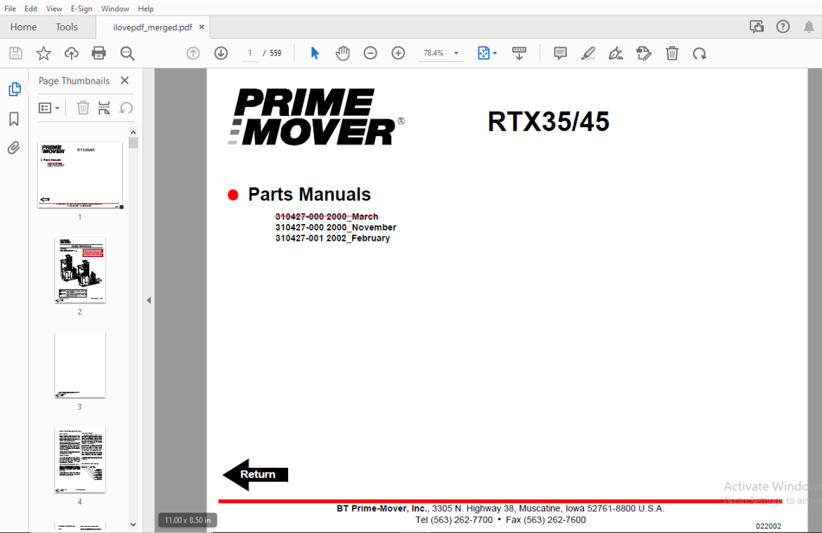 BT Prime Mover RTX35/45 Parts Manual – PDF DOWNLOAD – HeyDownloads ...
