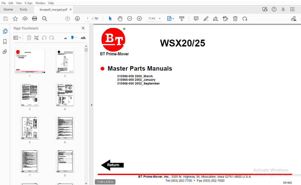 BT Prime-Mover WSX20/25 Master Parts Manual - PDF DOWNLOAD ...