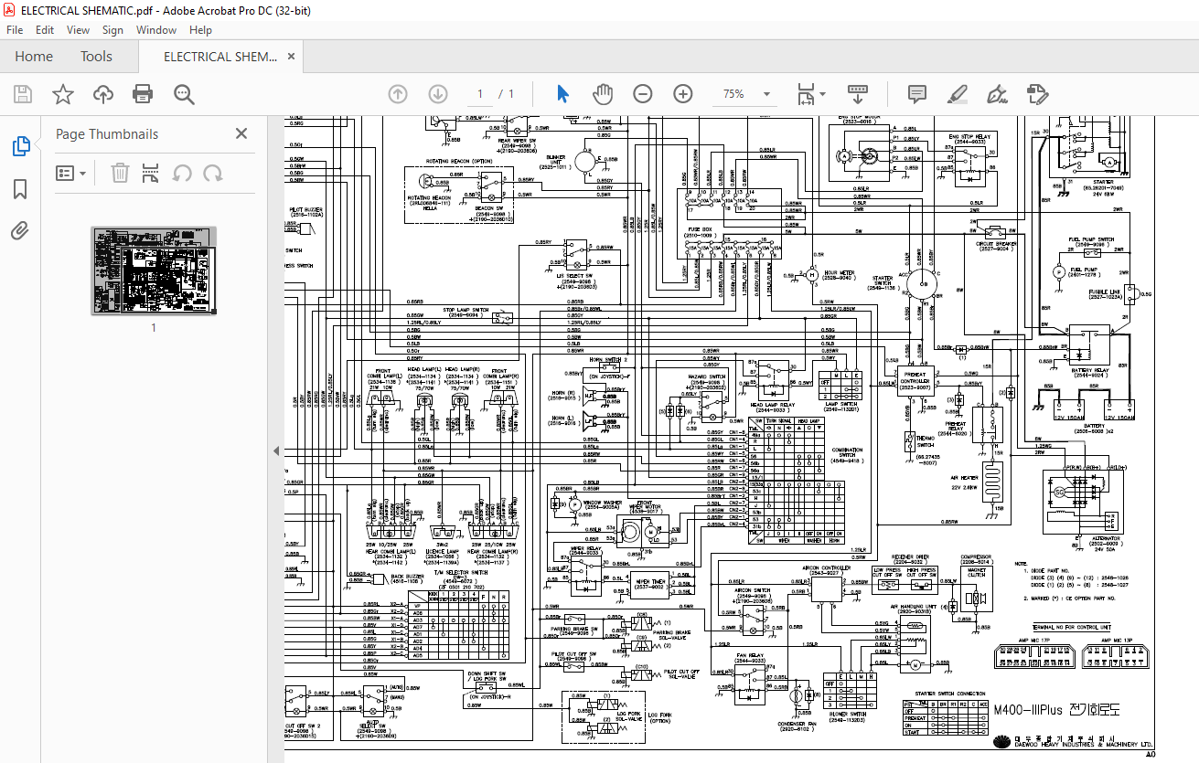 Daewoo Heavy Industries And Machinery LTD M400-III Plus Electric ...