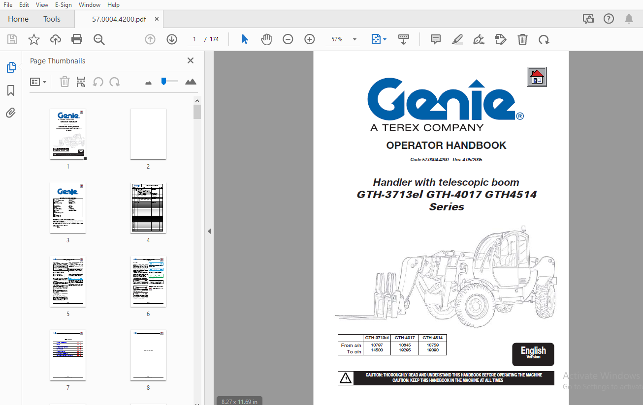 Genie GTH-3713el GTH-4017 GTH4514 Series Operator Manual – PDF ...