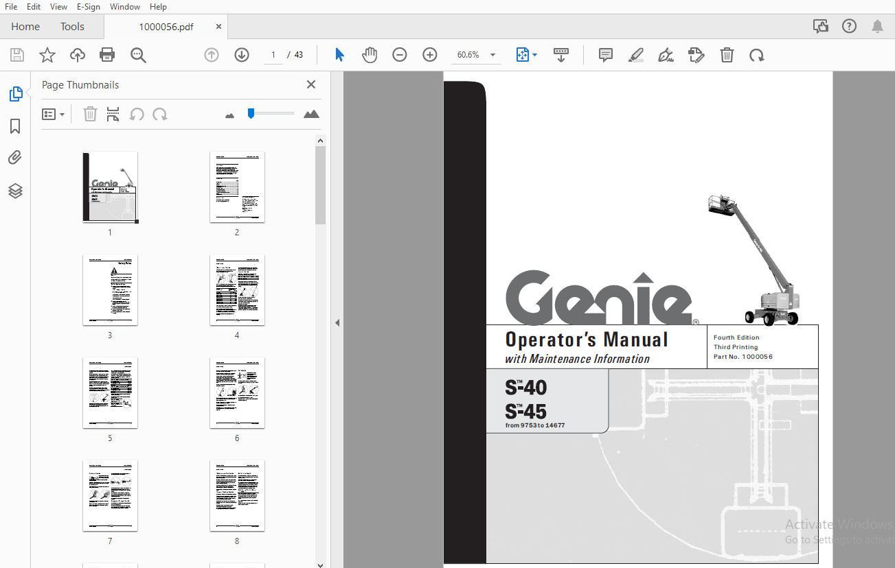 Genie S-40 S-45 Operator's Manual 1000056 - PDF DOWNLOAD - HeyDownloads ...
