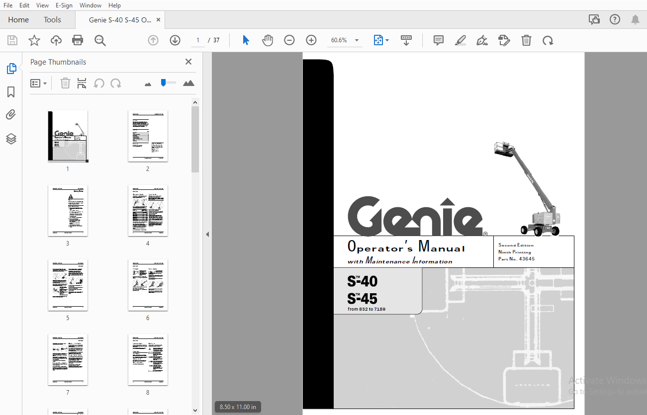 Genie S-40 S-45 Operator’s Manual 43645 – PDF – HeyDownloads – Manual ...