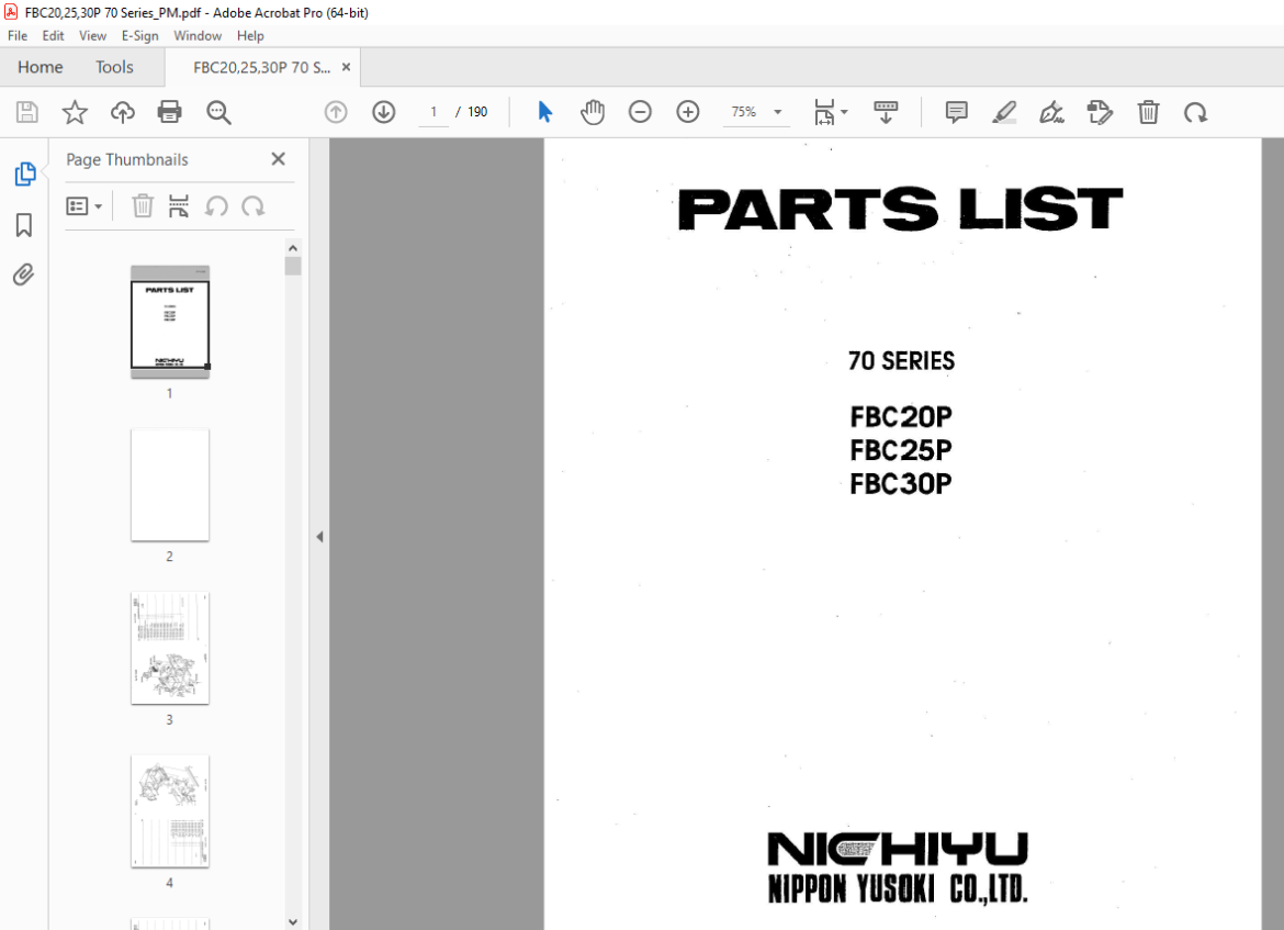 Nichiyu Forklift 70 Series FBC20P FBC25P FBC30P Parts Manual PDF ... Nichiyu Forklift 70 Series FBC20P FBC25P FBC30P Parts Manual PDF ...