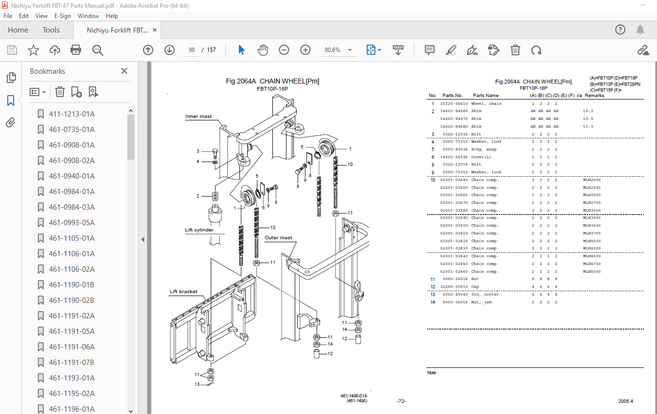 Nichiyu Forklift FBT-67 Parts Manual - PDF DOWNLOAD