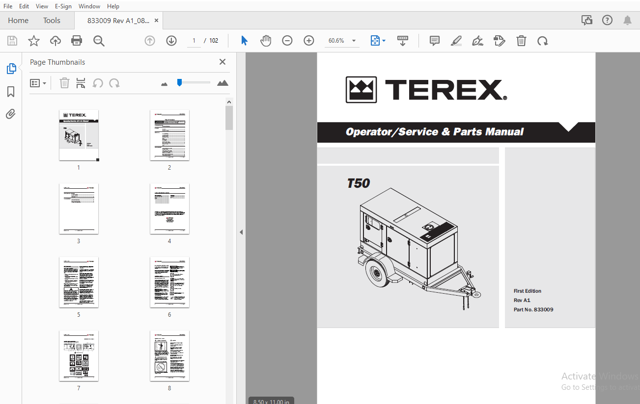 Terex T50 Operator/Service & Parts Manual - PDF DOWNLOAD - HeyDownloads ...
