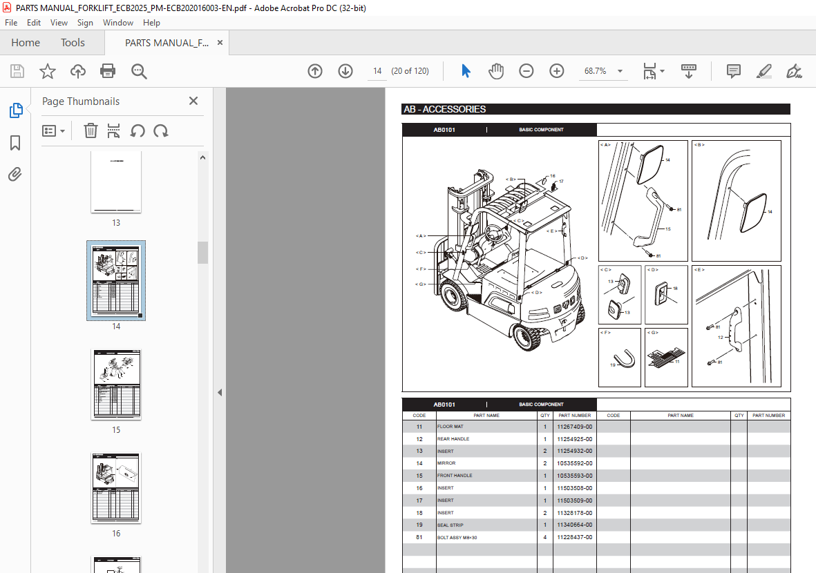 BYD Forklift ECB20 ECB25 PARTS MANUAL ECB202016003 PDF - HeyDownloads ...