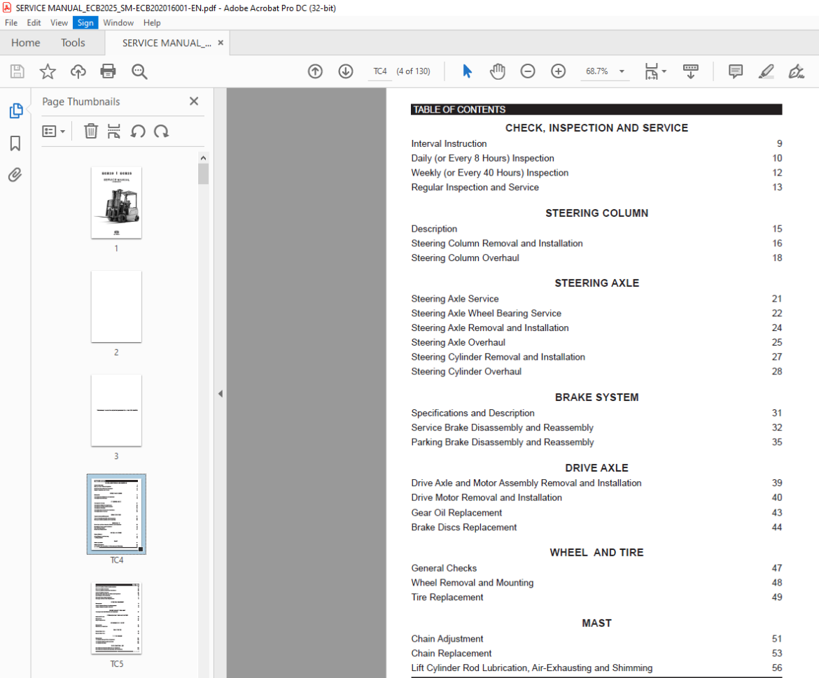 BYD Forklift ECB20 ECB25 SERVICE MANUAL ECB202016001 – HeyDownloads ...