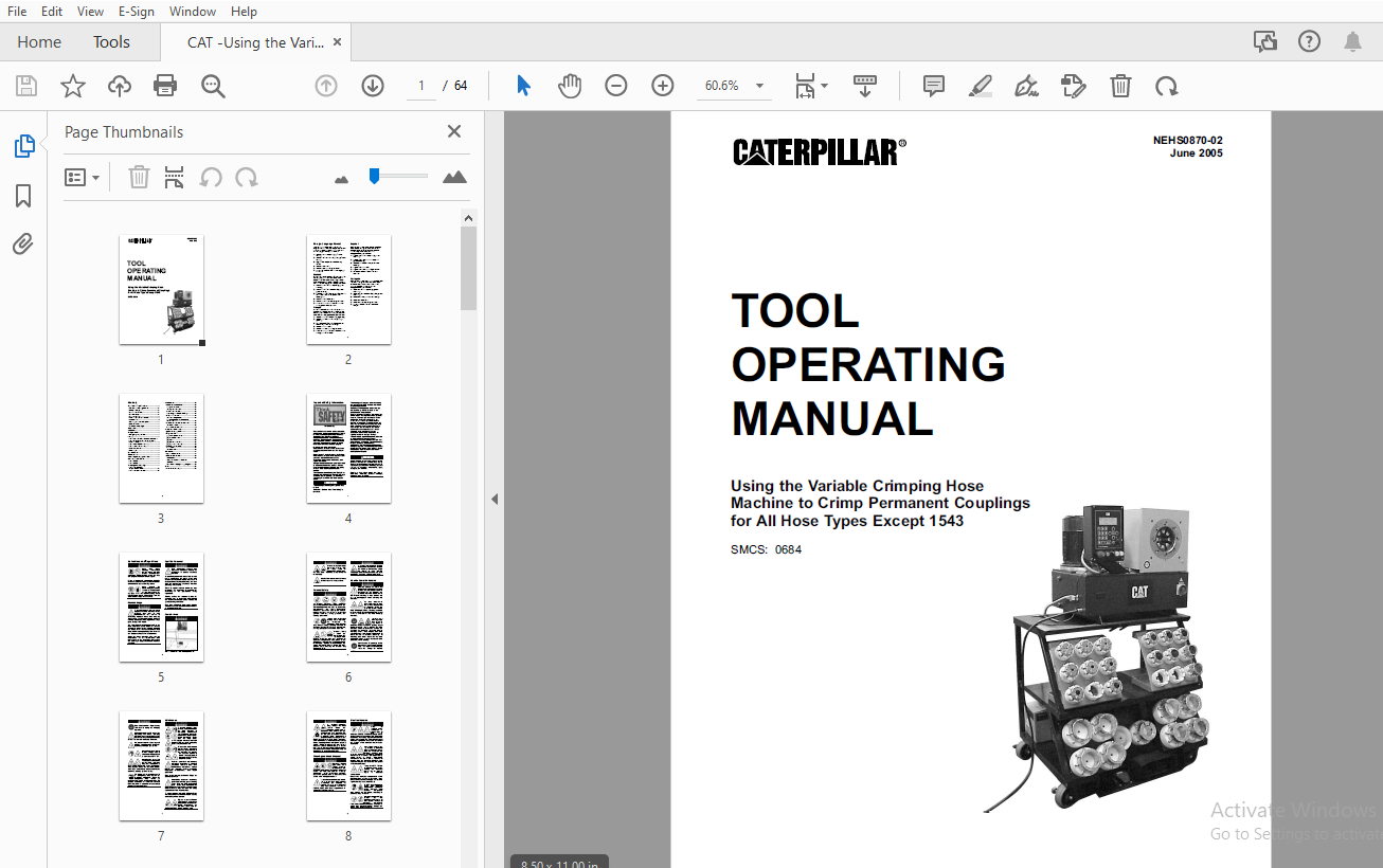 Caterpillar All Hose Types Except 1543 Tool Operating Manual - PDF ...