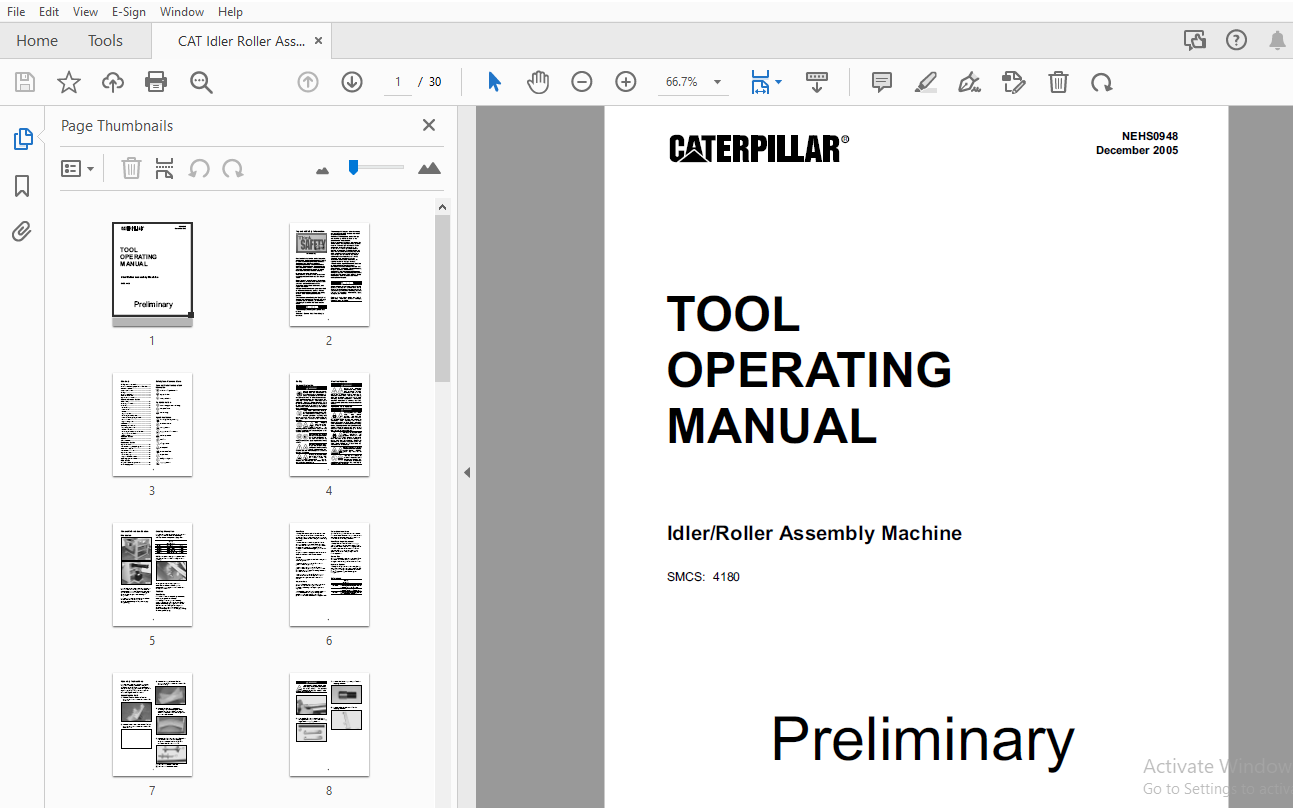 Caterpillar Idler/Roller Assembly Machine Tool Operator's Manual - PDF ...