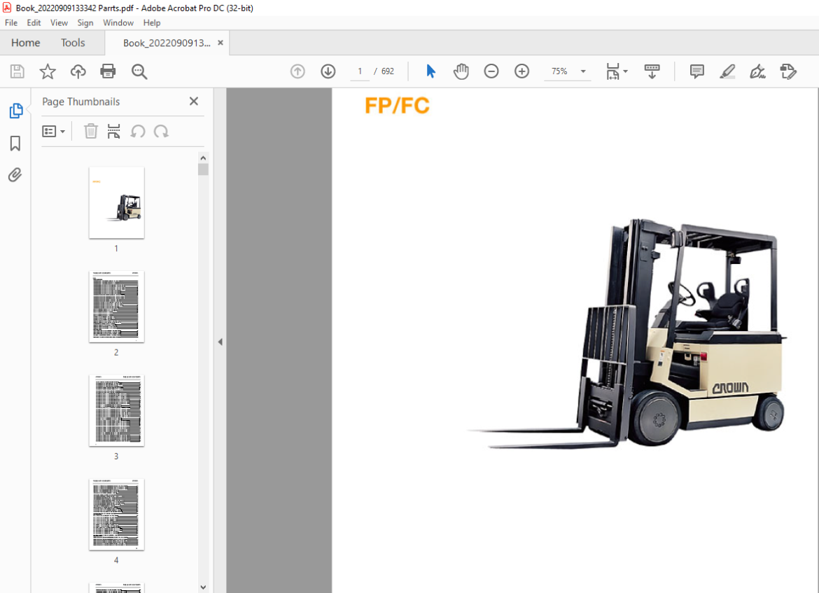 Crown Forklift FC FP Parts Manual - PDF DOWNLOAD