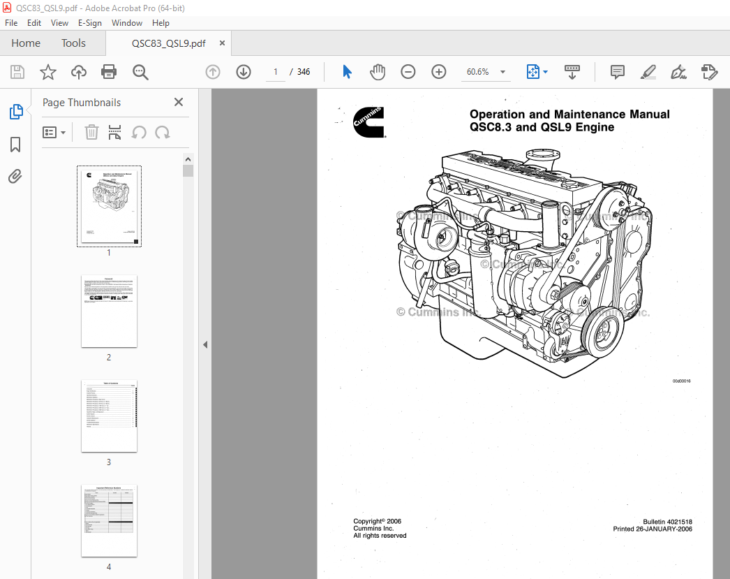 Cummins QSC8.3 & QSL9 Engine Operation & Maintenance Manual 4021518 PDF ...