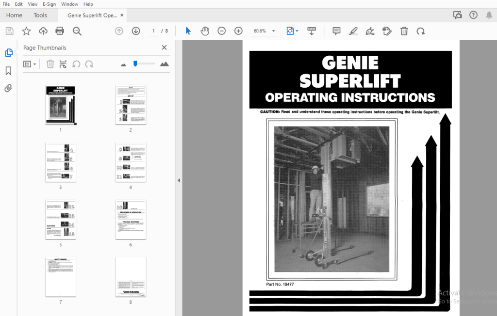 Genie Superlift Operating Manual 19477 - PDF DOWNLOAD
