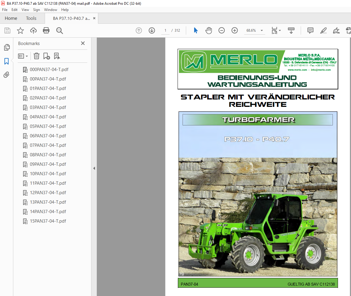 Merlo Turbofarm P37.10-P40.7 BEDIENUNGS-UNC WARTUNGSANLEITUNG ...