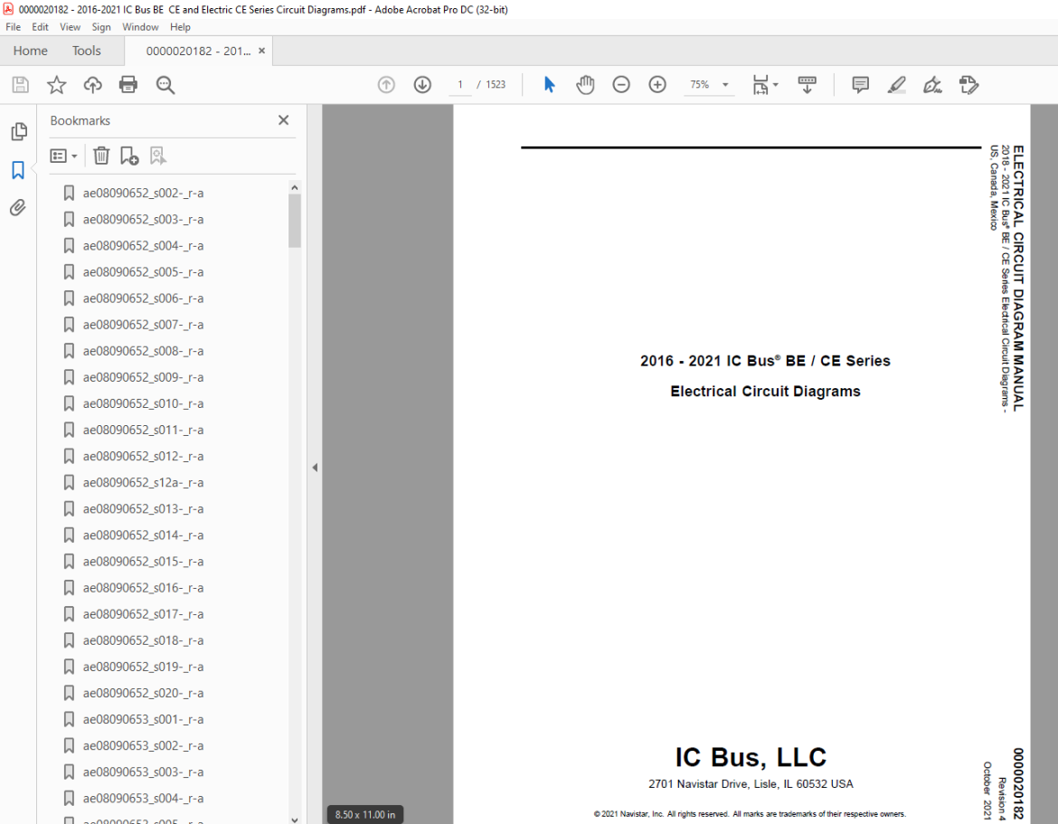 Navistar 2016 – 2021 IC Bus® BE / CE Series Electrical Circuit Diagrams ...