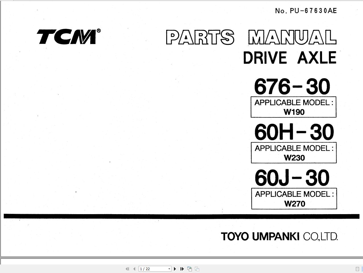 TCM Tractor Shovel, Wheel Loader Service Part Manual Full Model PDF ...