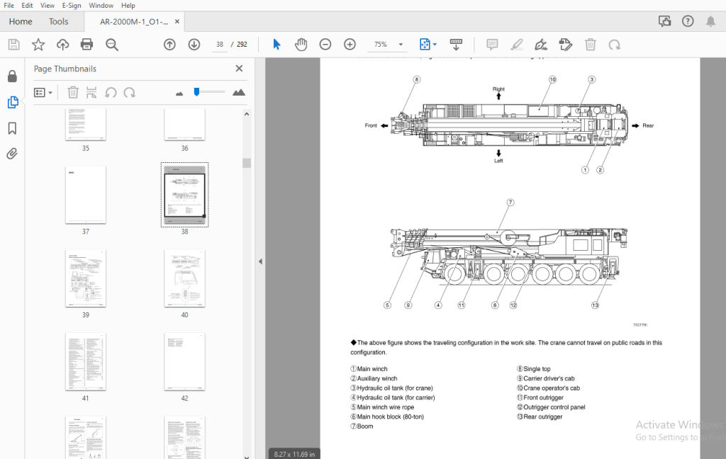 Tadano AR-2000M All Terrain Crane Operation Manual - PDF