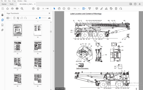 Tadano GR-500EX Rough Terrain Crane Operator’s Manual PDF Download ...