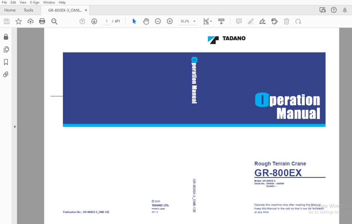Owner’s Manual for Tadano GR-800EX Crane PDF Download – HeyDownloads ...