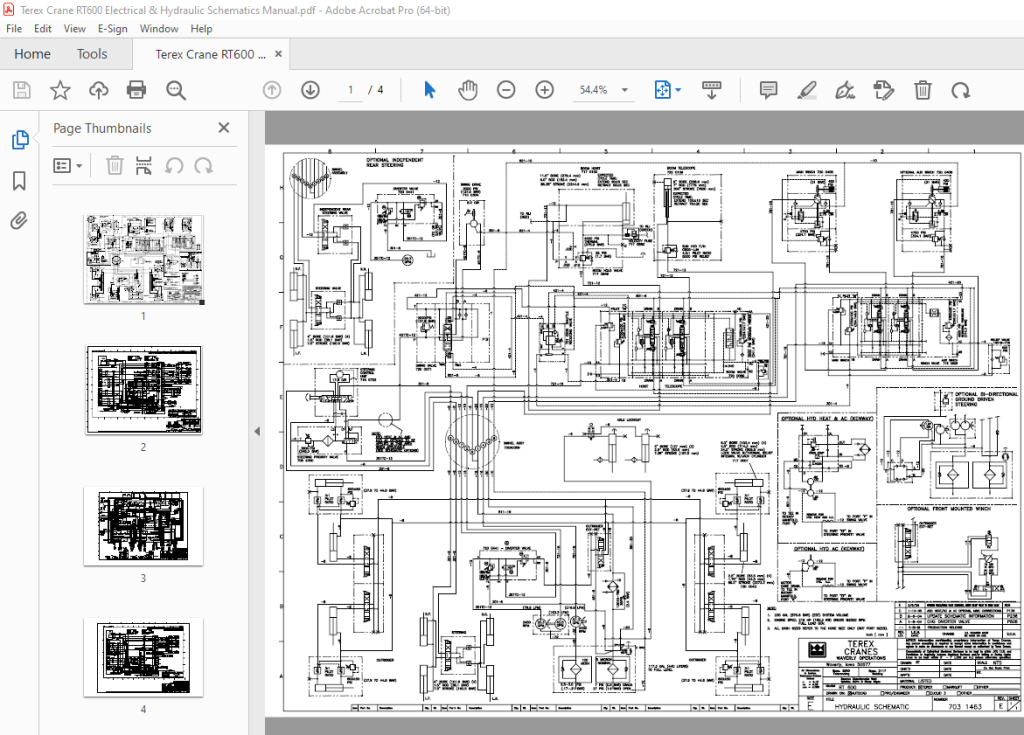 Terex Crane RT600 Electrical & Hydraulic Schematics Manual PDF