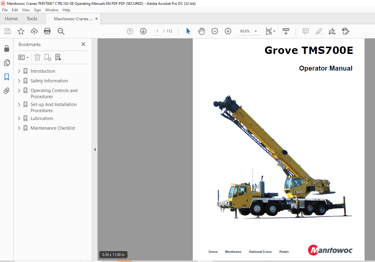 Grove Crane TMS700E Operator Manual - PDF DOWNLOAD