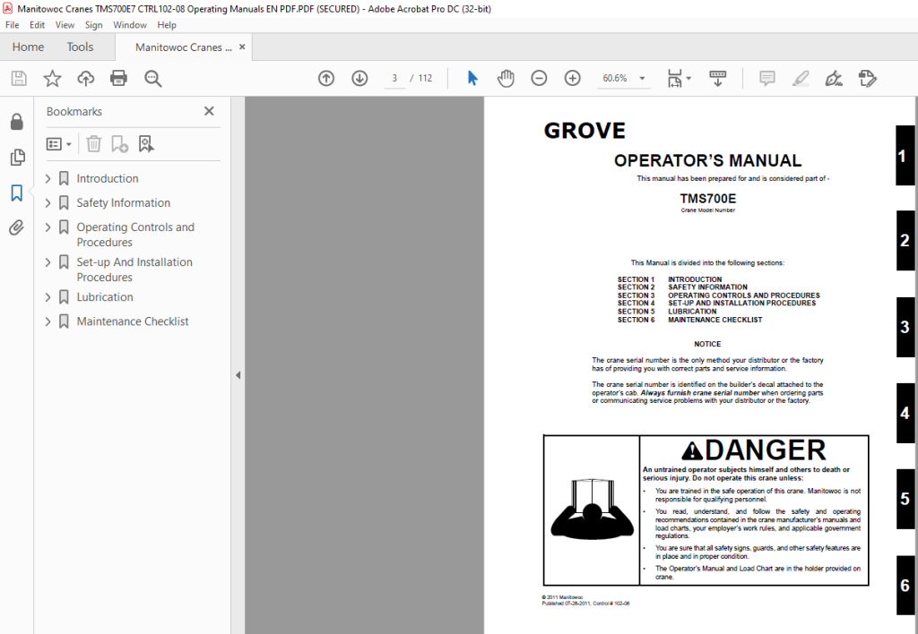 Grove Crane TMS700E Operator Manual - PDF DOWNLOAD