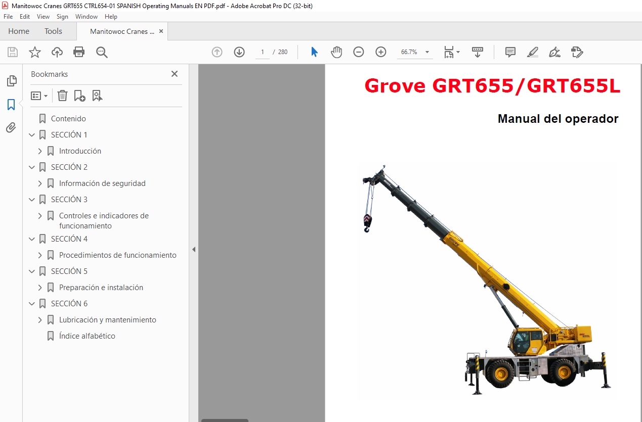 Grove GRT655/GRT655L Manual del operador - PDF DOWNLOAD - HeyDownloads ...
