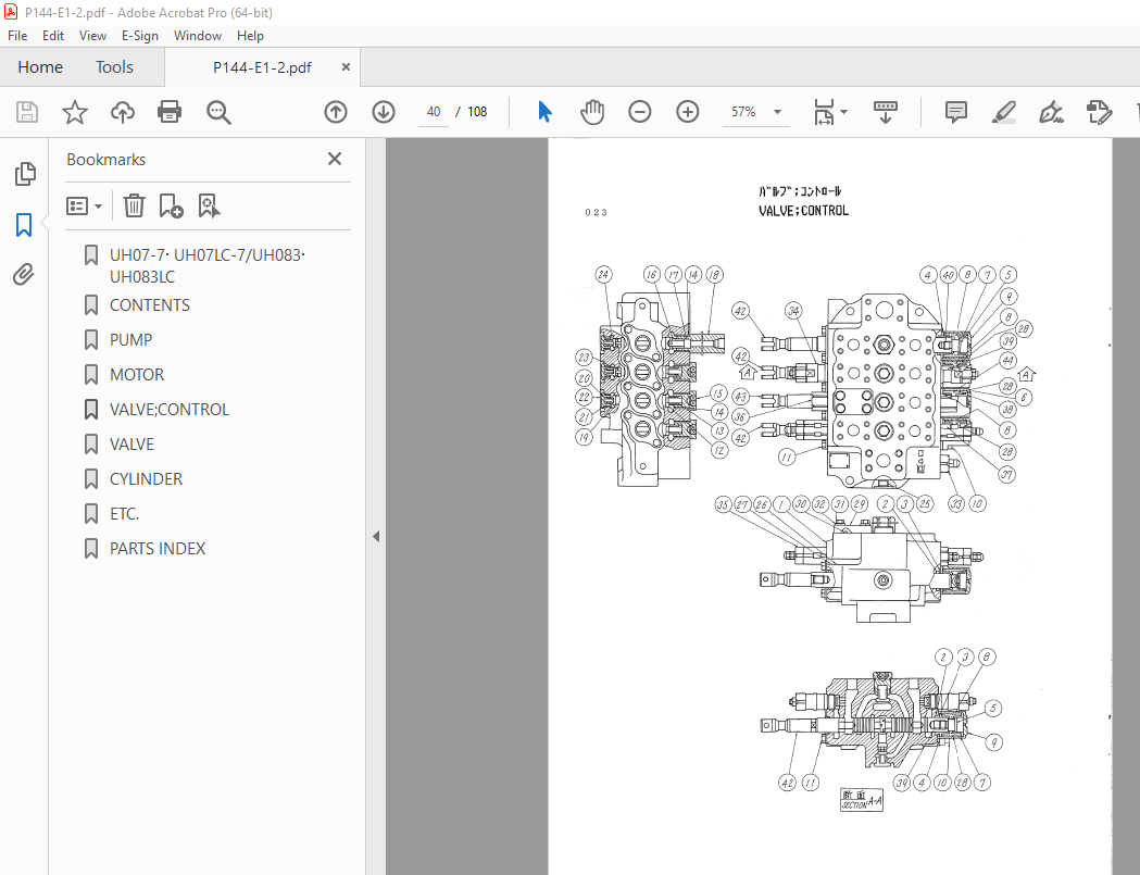Hitachi UH07-7 UH07LC-7 UH083 UH083LC Parts Manual PN P144-E1-2 PDF ...