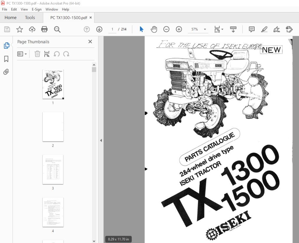 ISEKI TX1300 TX1500 Tractor 2&4-Wheel Drive Type Parts Manual – PDF ...