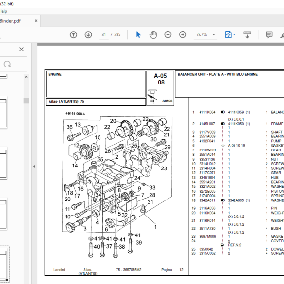 Landini Atlas_75 Tractor Parts Manual - HeyDownloads - Manual Downloads