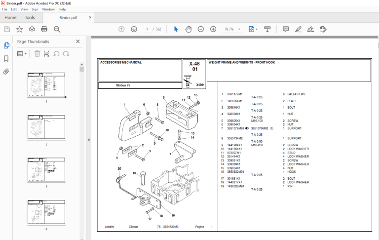 Landini Globus_75 Tractor Parts Manual - PDF DOWNLOAD - HeyDownloads ...