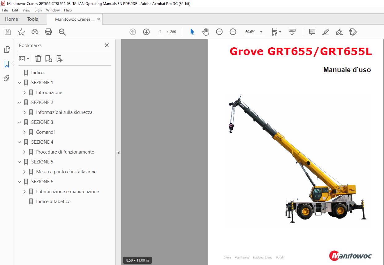 Manitowoc Grove GRT655/GRT655L Manuale d’uso - PDF DOWNLOAD