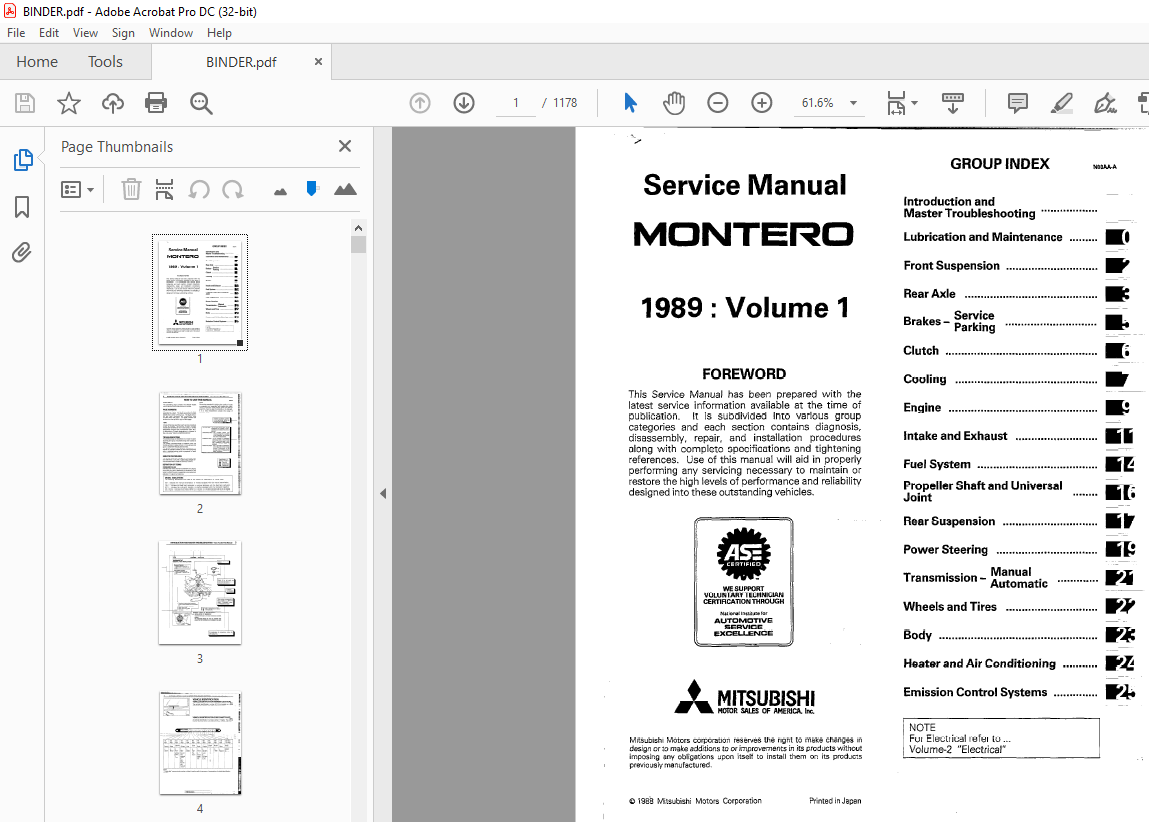 Mitsubishi 1989 Montero Service Manual Vol 1 & 2 – PDF – HeyDownloads ...