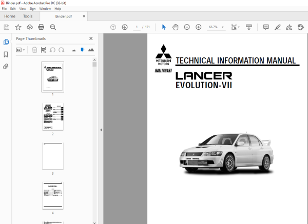 Mitsubishi Lancer Evolution-VII Technical Information Manual - PDF