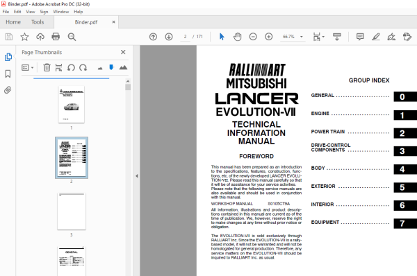 Mitsubishi Lancer Evolution-VII Technical Information Manual - PDF