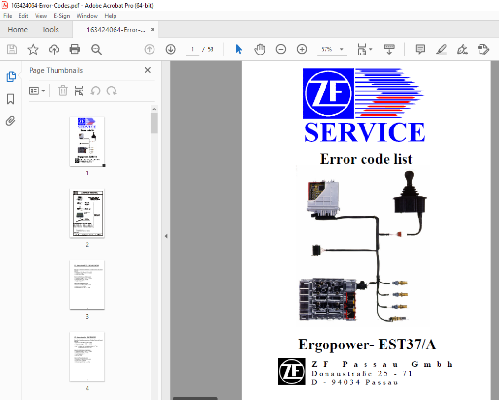 ZF Ergopower EST37/A Service Error Code List Manual - PDF DOWNLOAD