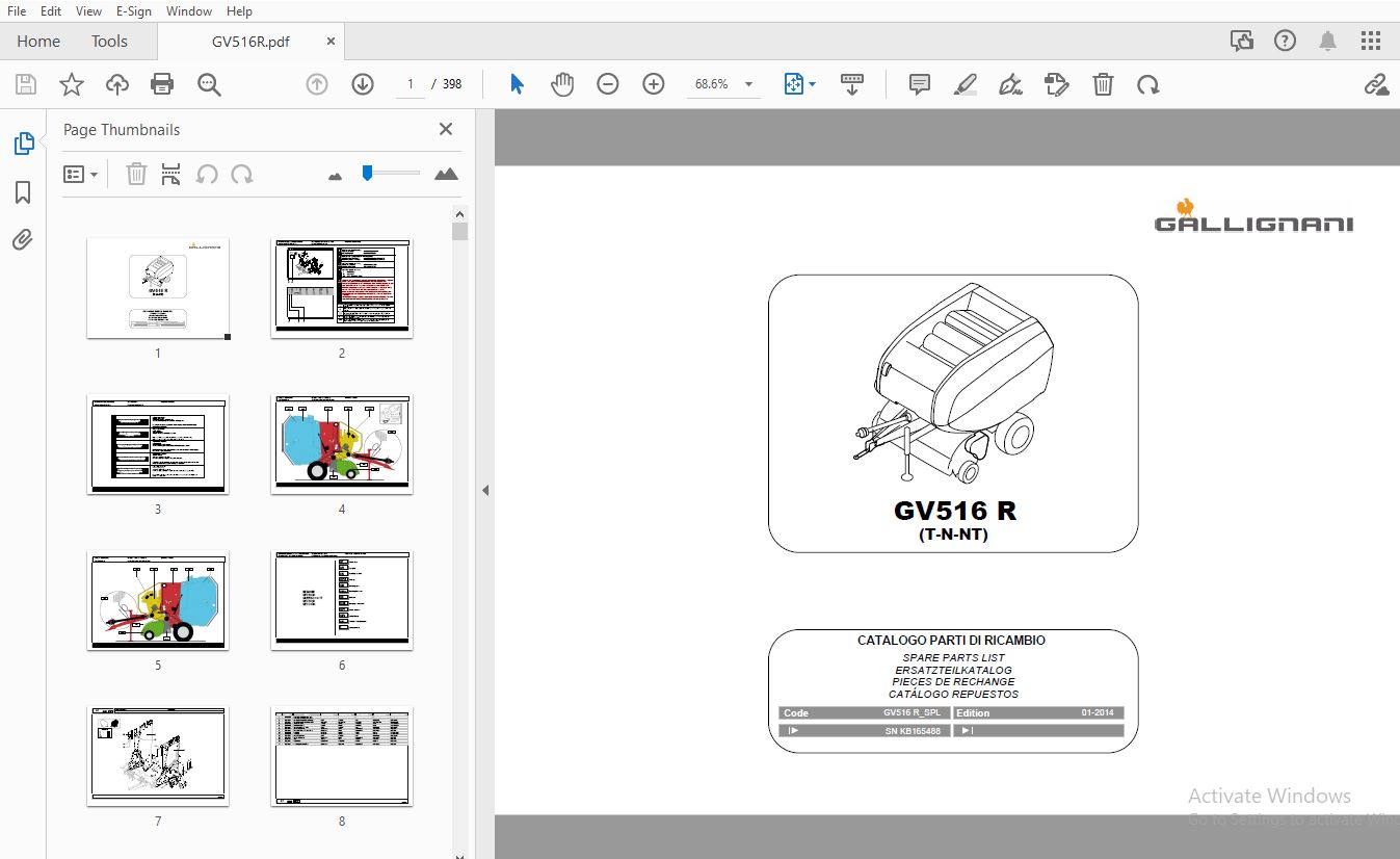 Gallignani GV516 R (T-N-NT) Parts Manual - PDF - HeyDownloads - Manual ...