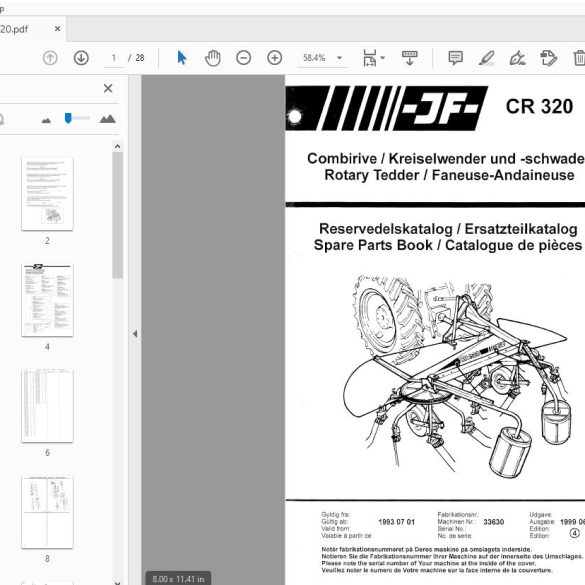 JF Stoll CR 320 Rotary Tedder Parts Manual - HeyDownloads - Manual ...
