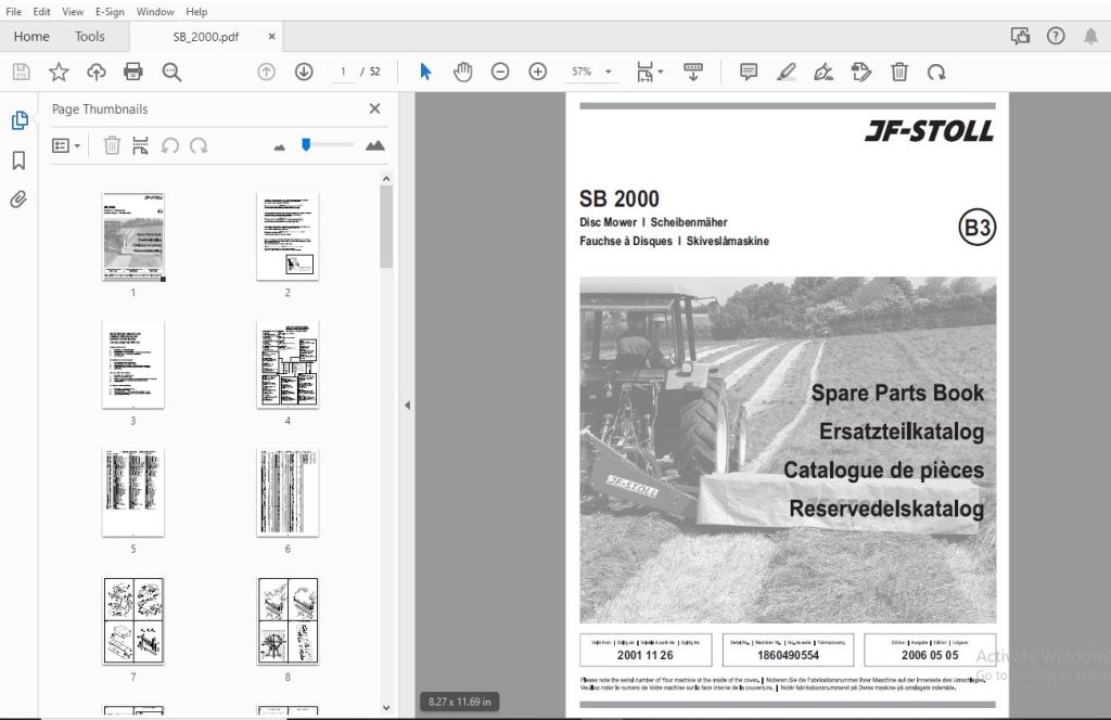 JF Stoll SB 2000 Disc Mower Parts Manual – PDF – HeyDownloads – Manual ...