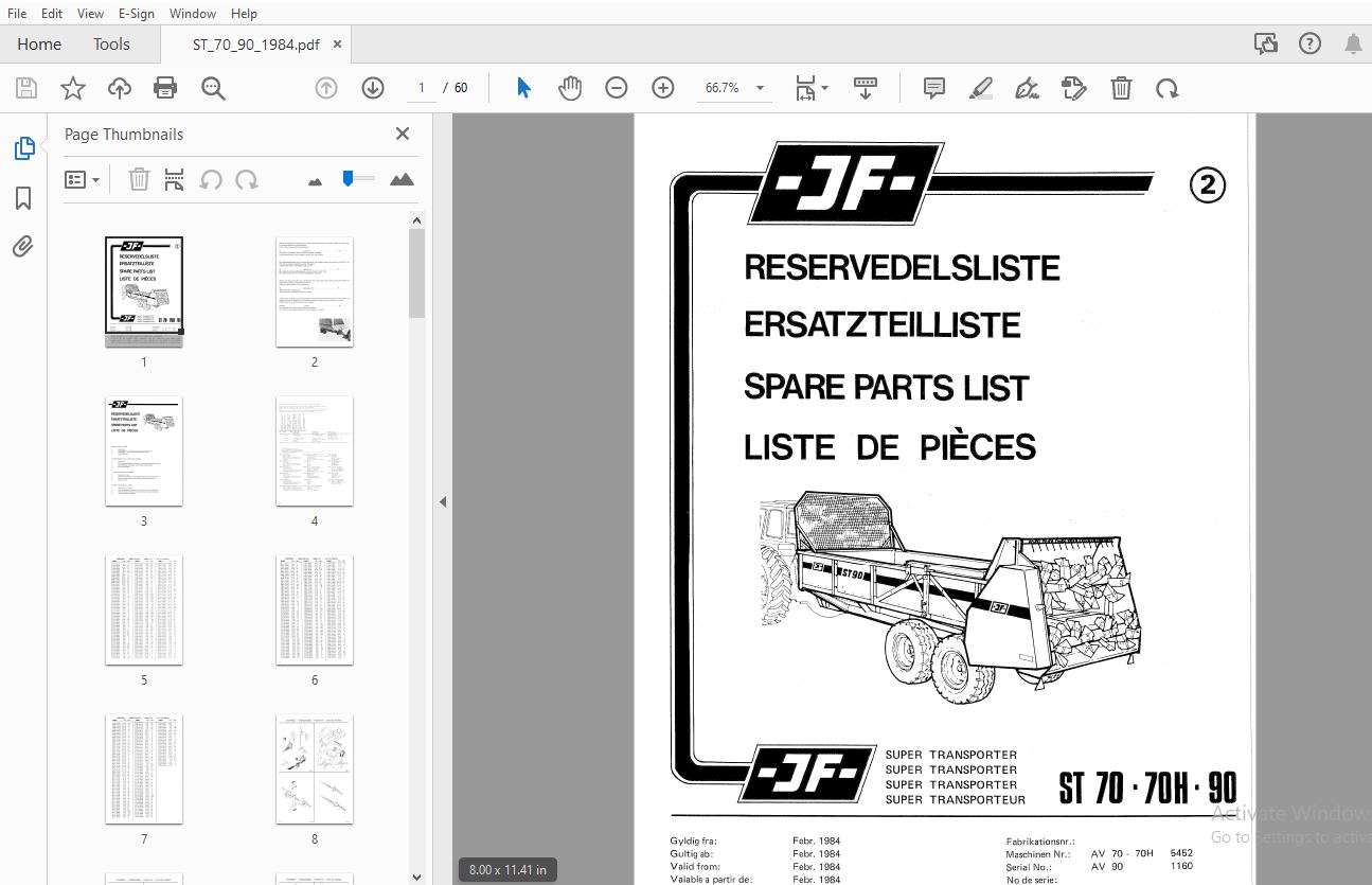 JF Stoll ST 70-70H-90 Super Transporter Parts Manual - PDF ...