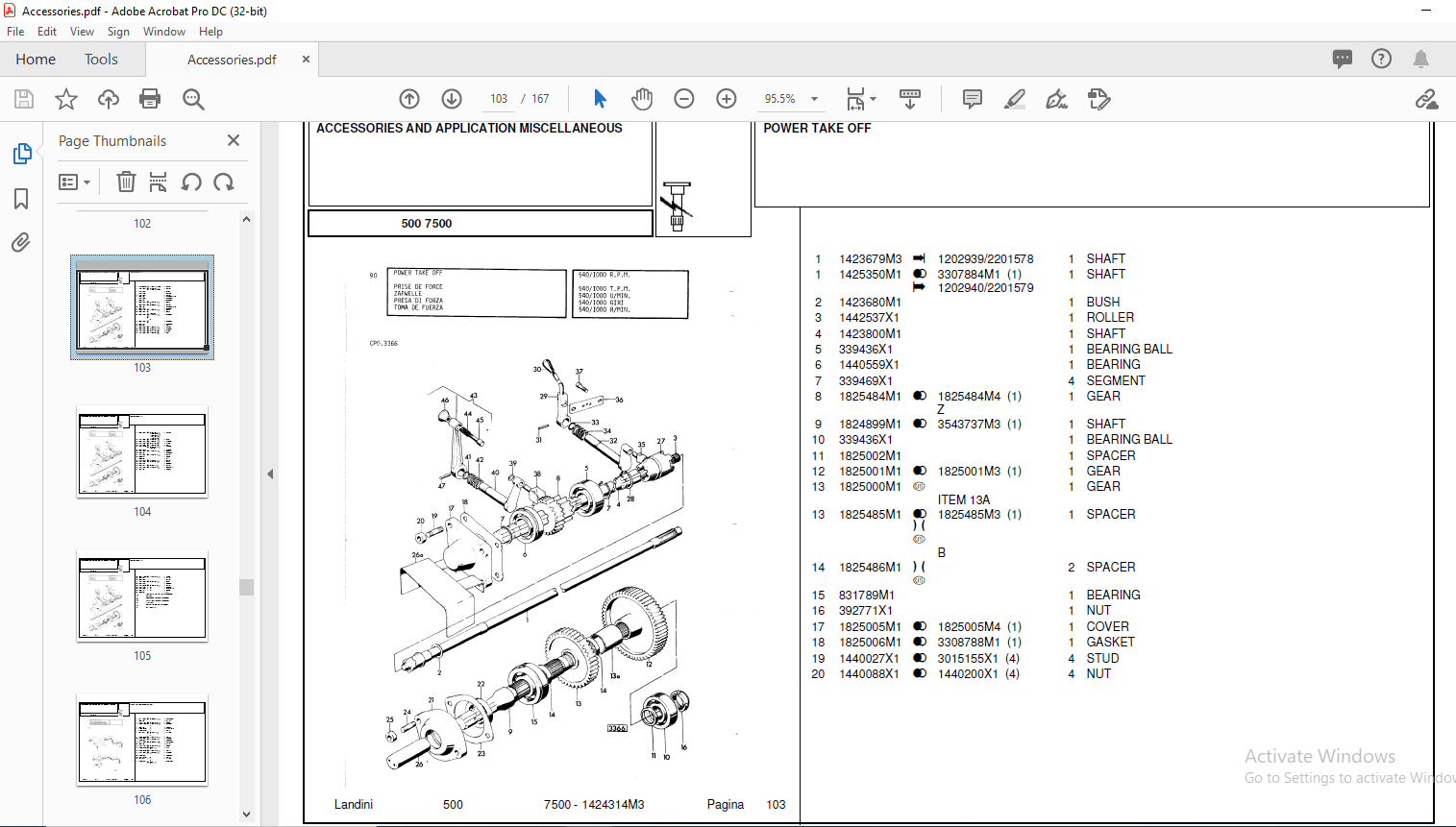 Landini Tractor 7500 Parts Catalog Manual 1424314M3 - PDF DOWNLOAD ...