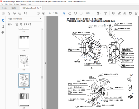 Tadano Crane GR-1100E-3-00104 6 BOOM + 2 JIB, 2M2D Parts Manual PDF ...