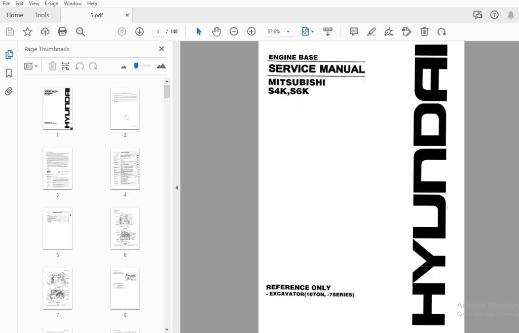Service Manual for Hyundai Mitsubishi S4K, S6K Engine PDF Download ...