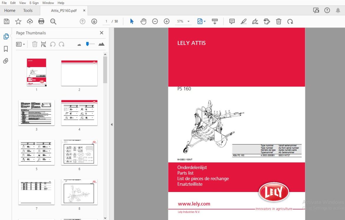 LELY ATTIS PS 160 PARTS MANUAL - PDF DOWNLOAD - HeyDownloads - Manual ...