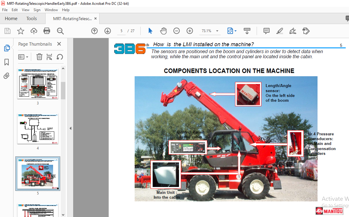 Manitou 3B6 Load Moment Indicator (Lmi) FOR Telescopic Handlers USER ...