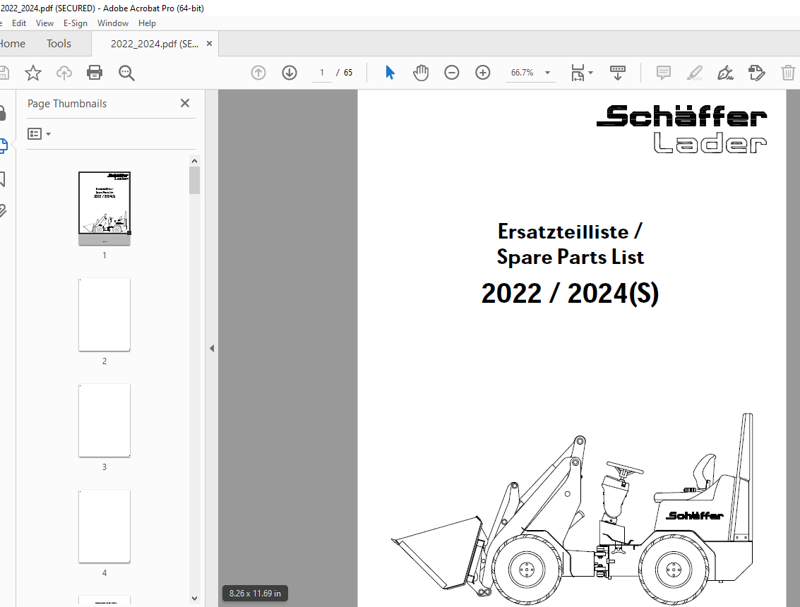Schaffer Lader 2022 2024(S) Wheeled Loader Parts Manual PDF ...