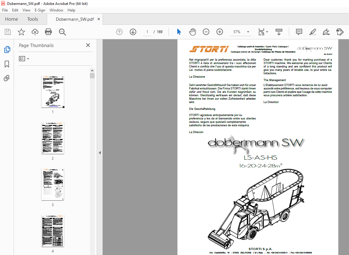 Storti Dobermann SW LS-AS-HS 16-20-24-28m3 Wagen Parts Manual PDF ...