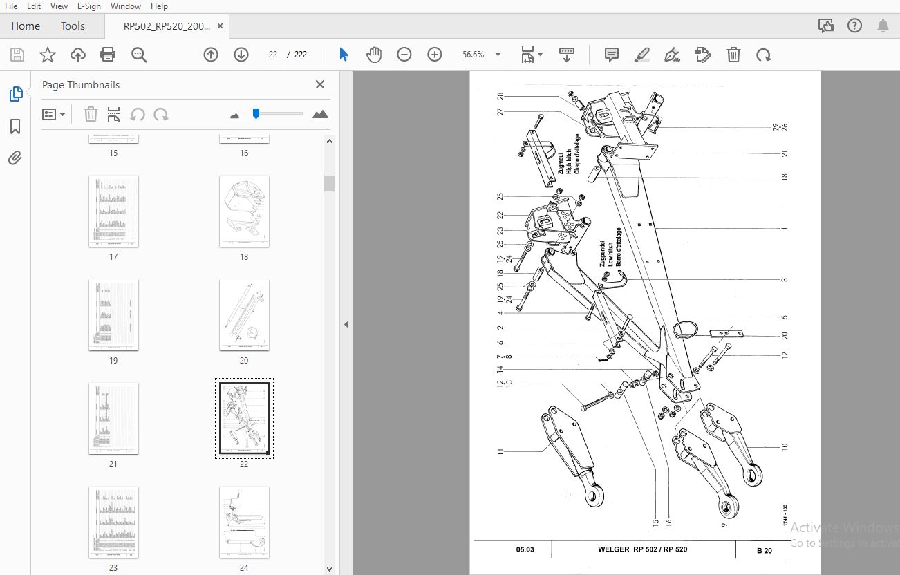 WELGER RP 502 RP 520 PARTS MANUAL - PDF DOWNLOAD