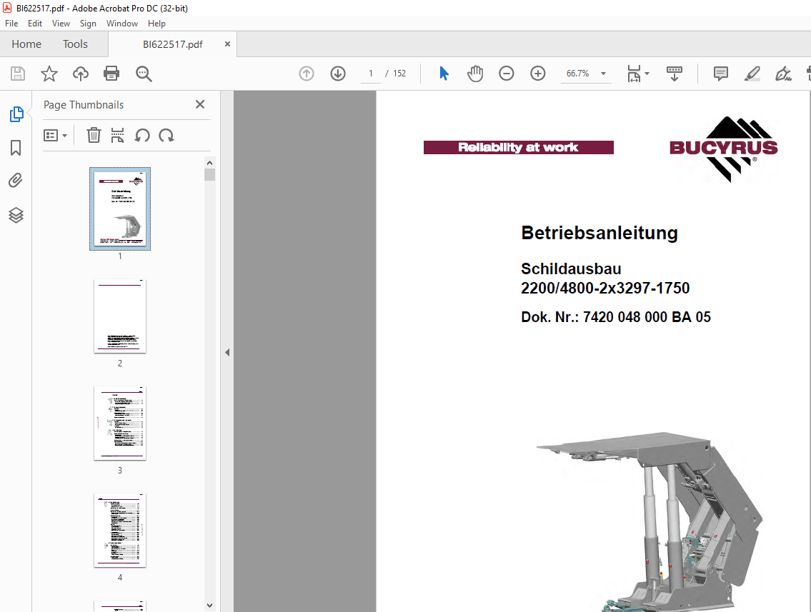 Cat Bucyrus Schildausbau 2200/4800-2×3297-1750 Betriebsanleitung – PDF ...