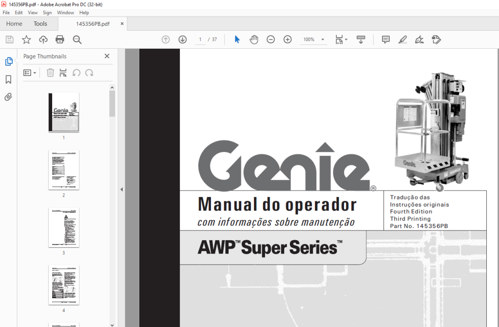 Genie AWP Super Series Manual do operador 145356PB - PDF DOWNLOAD ...
