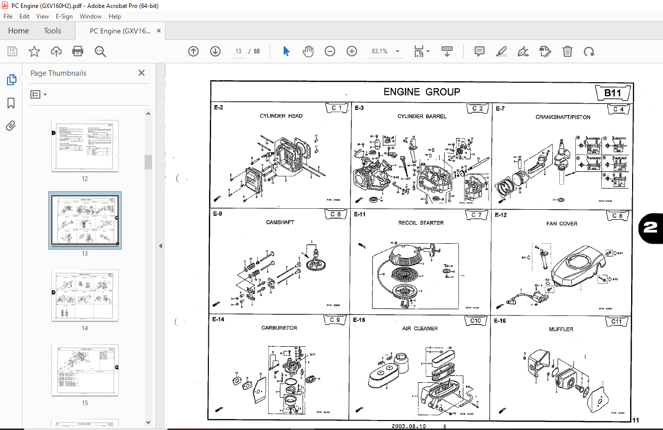 Iseki Engine GXV160H2 Parts Manual - PDF DOWNLOAD